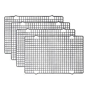 Tebery 4 Pack Black Heavy-Duty Wire Cooking Rack Baking Racks, Nonstick Baking & Cooling Grid for Roasting, Cooking, Grilling, Drying - 16" x 10"