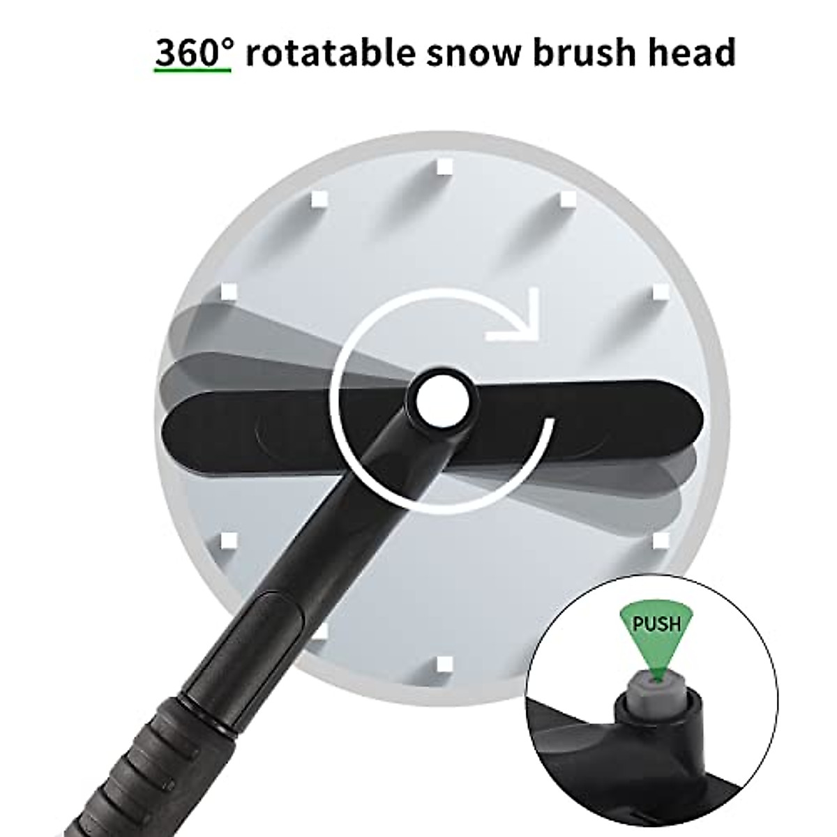 Snow Brush Extendable, 2 in 1 Ice Scraper for Car Windshield with Foam Grip and Rotating Brush Head, Heavy Duty ABS (Grey)