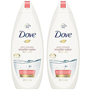 Dove Body Wash - Anti-Stress Micellar Water - Ultra Mild & Gentle - Sulfate Free - Net Wt. 22 FL OZ (650 mL) Per Bottle - Pack of 2 Bottles