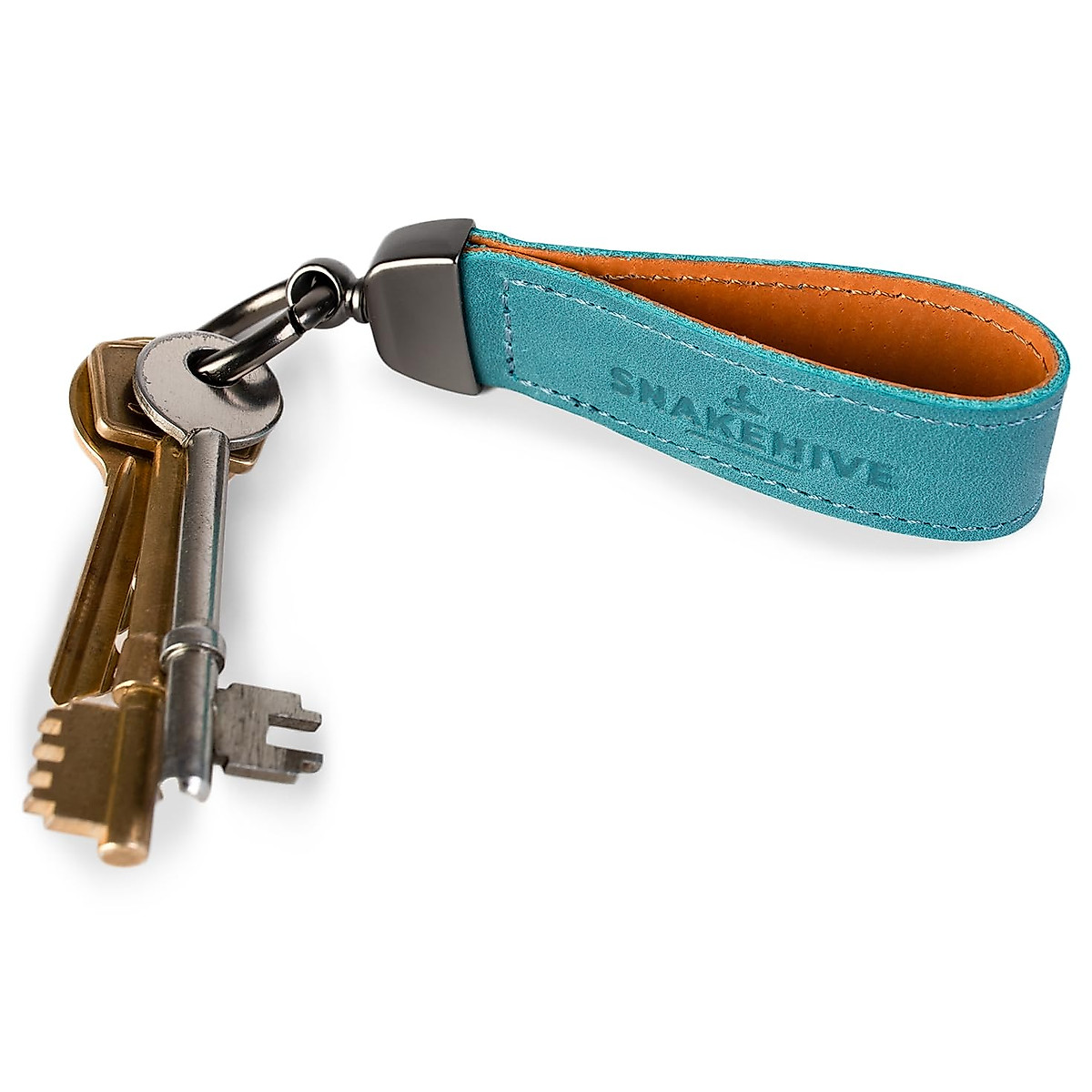 Snakehive Key Loop - Real Leather Keychain for Men and Women - Key Organizer for Home Car Keys - Key Chain Handmade in Europe Teal