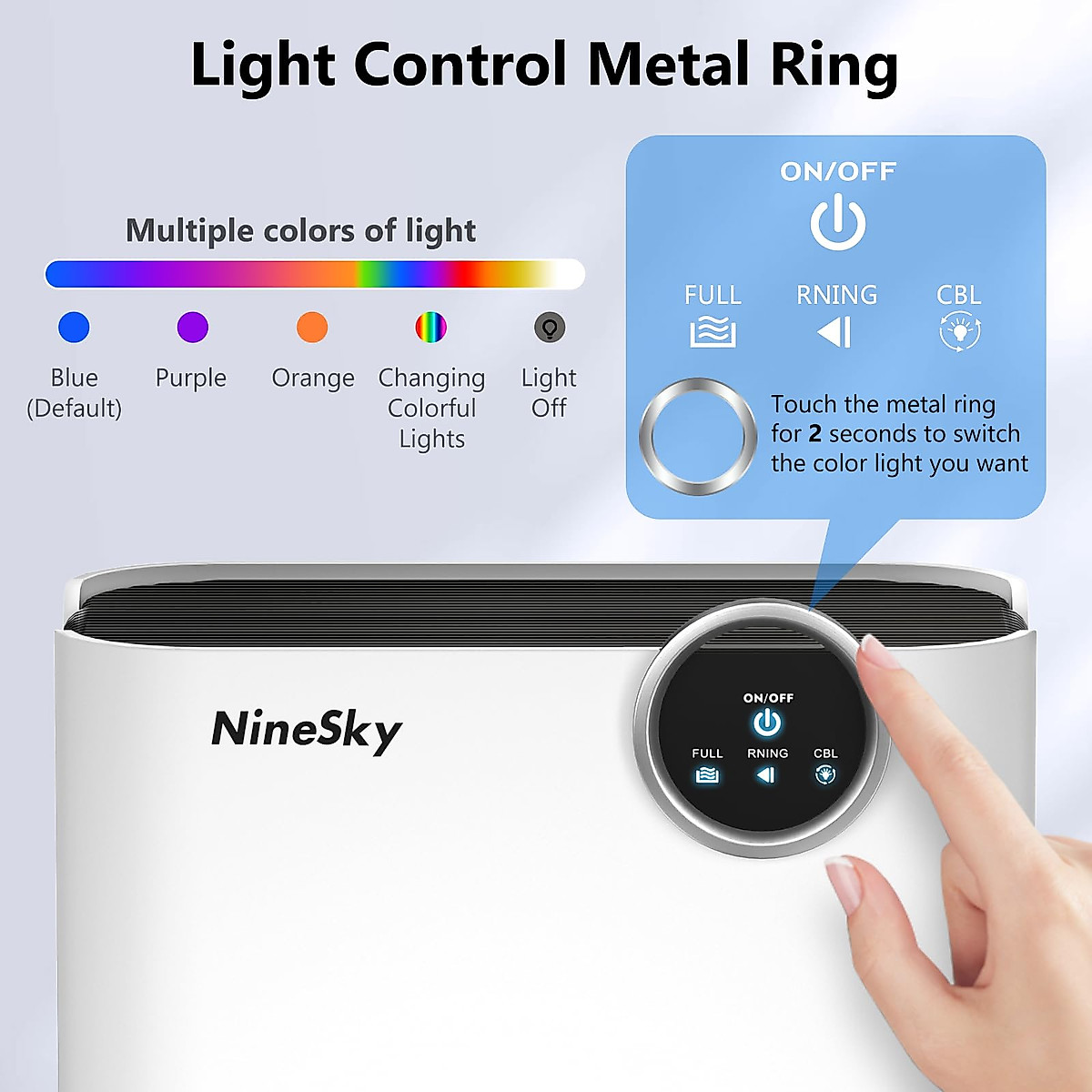 NineSky Dehumidifier for Home, 70 OZ Water Tank, 800 sq.ft Dehumidifier for Bedroom,Basement,Bathroom with Auto Shut Off, Sleep Mode,5 Colors LED Light,White