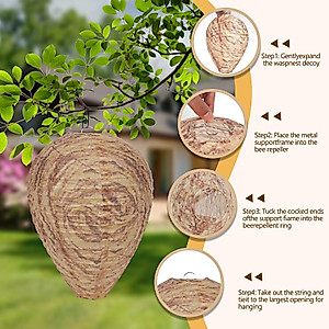 4 Pack Wasp Nest Hanging Fake Wasp Nest Paper Material Hornet Nest for Wasps…