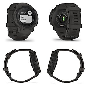 Wearable4U Garmin Instinct 2S GPS Smaller-Sized Rugged Outdoor Smartwatch, Graphite with Corning Gorilla Glass, Multi-GNSS Support Power Bundle
