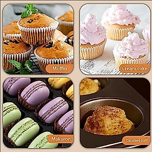 WEMUBSU Baking Pan for Oven, 6-Cavity Nonstick Mini Loaf Baking Pans for Muffin Bread Cupcakes Pullman, Carton Metal, Oven Dishwasher Safe, Easy to Demould, Gold (Type3)