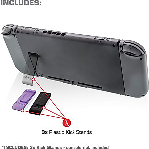 Nyko Kick Stand Multi-Pak - 3 Various Color Replacement Kickstands with Built-In SD Card Storage for Nintendo Switch
