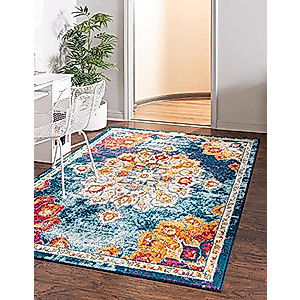 Unique Loom Parker Collection Area Rug - Kokulu (6' x 9' Rectangle, Multi/Blue)