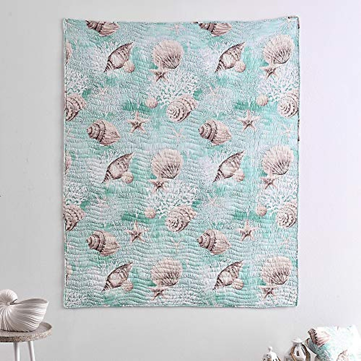 Barefoot Bungalow Ocean Throw Blanket, 50 x 60-inch, Turquoise