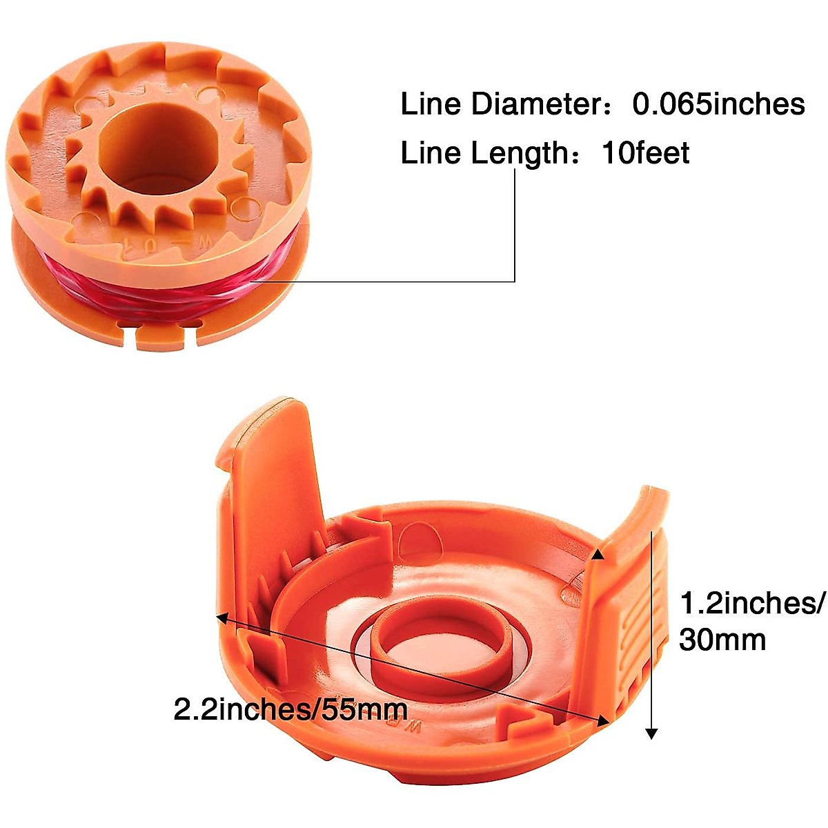 WA0010 String Trimmer Spool Line for Worx , Edger Spool Compatible with Worx trimmer spools Weed Eater String, 0.065 inch 10ft Autofeed Replacement spool Line for WA0010 Electric Weed Whacker Eater