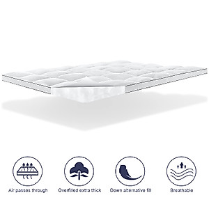 BedStory Bamboo Mattress Topper King, Extra Thick Cooling Mattress Pad Overfilled Never Goes Flat, Lumbar Strain Relieving, Back Pain Relief Improve Sleep Quality