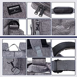 KINGSLONG 17 17.3 Inch Laptop Backpack Convertible Laptop Shoulder Messenger Bag Briefcase Handbag for Men Women, Grey