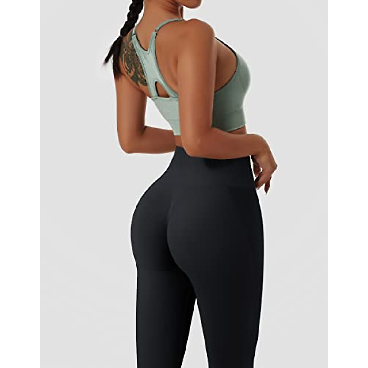 DREAMOON High Waisted Seamless Workout Leggings for Women Scrunch Butt Lifting Leggings Gym Booty Tummy Control Yoga Pant Comfort Tights(#1 Upgrade Seamless Amplify Black)