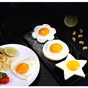 Egg Ring for Frying Eggs, Stainless Steel Egg Cooking Rings with Anti-scald Handle, Non-stick Egg Shaper Molds for Omelet, Breakfast Tool for Pancake, Sandwich Burger, Crumpet Ring–4 Different Shapes