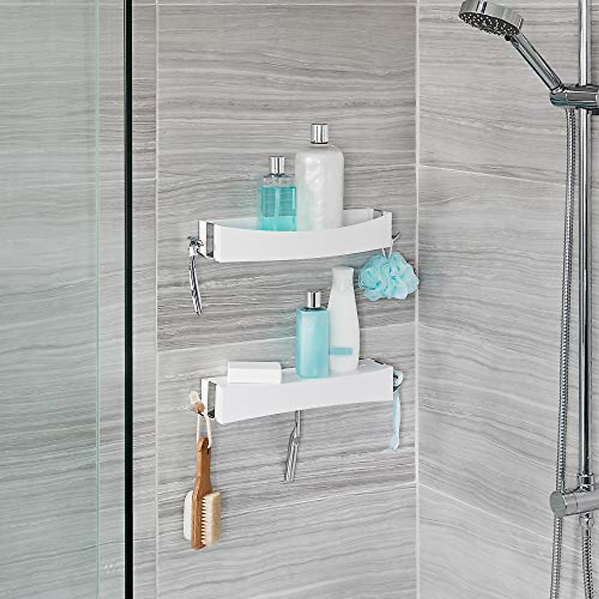 Better Living Products Clever Shower Shelf, White/Chrome