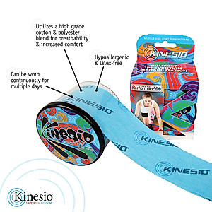 Kinesio Tex Performance + - Therapeutic Knee and Shoulder Medical Tape - Red - 2in x 16.4 ft Roll