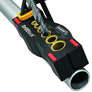Milescraft 1312 DrillBlock Handheld Drill Guide - Perfect 90(degree) Drilling - 6 Steel Bushings - Anti-Slip - V-Drill Guide - Works on Flat, Angled and Round surfaces