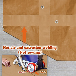 Strong Camel Carport Conopy Cover 12 x 20 Feet Replacement Tent Garage Outdoor Top Tarp Car Shelter with Ball Bungees Tan (with Edge, Frame Not Included)