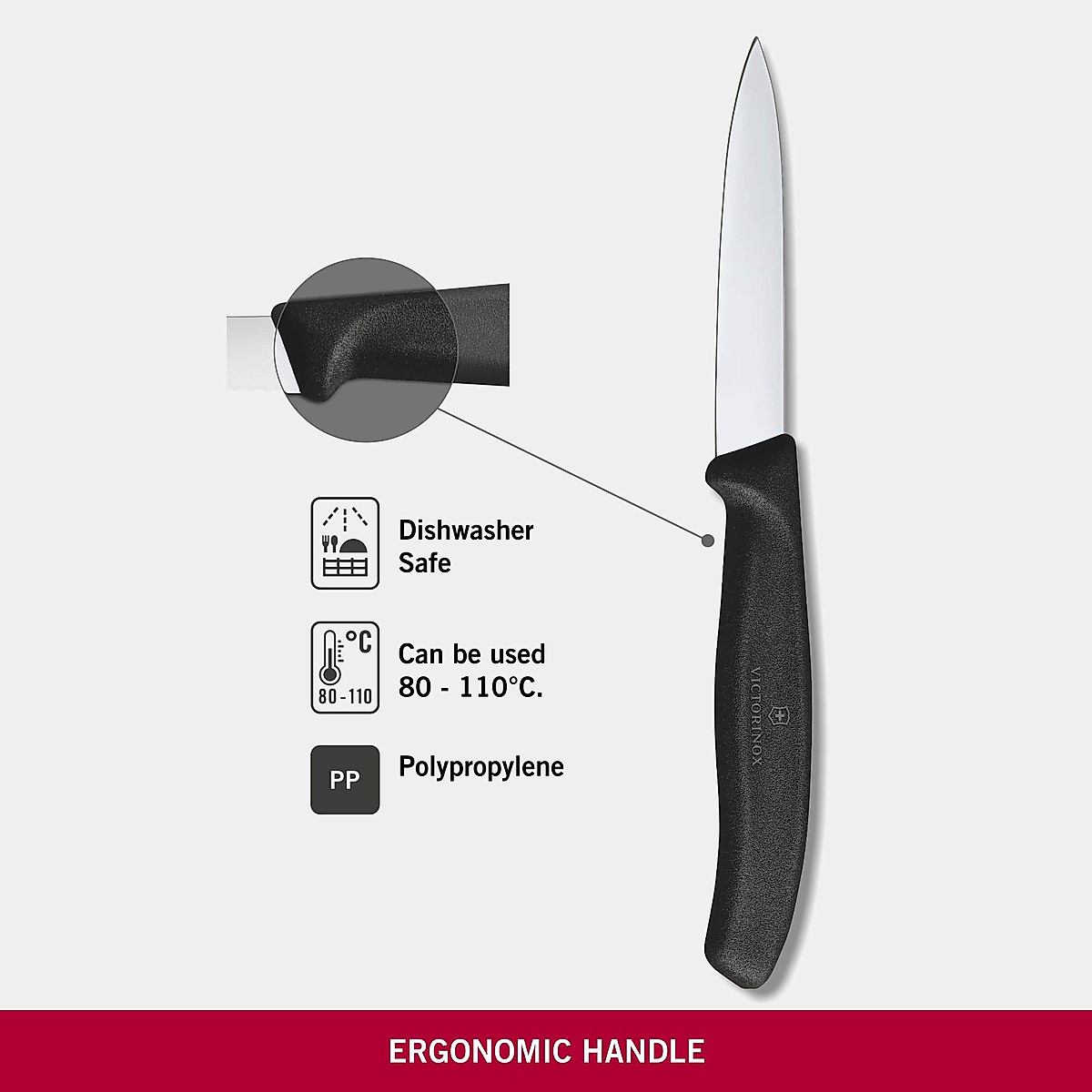 Victorinox VIC-6.7603 Swiss Classic Paring 3¼" Straight Spear Point Blade 5/8" Width at Handle Black