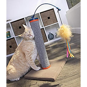 SmartyKat Scratch 'N Spin Carpet Cat Scratching Post with Spinning Wand Toys - Gray, One Size