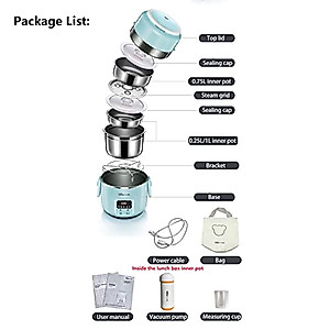 Bear DFH-B20J1 Smart Self Heated Lunch Box, Mini Hot Pot, Leakproof Plug-in Lunch Box with Keep Warm Function, Blue, 2L