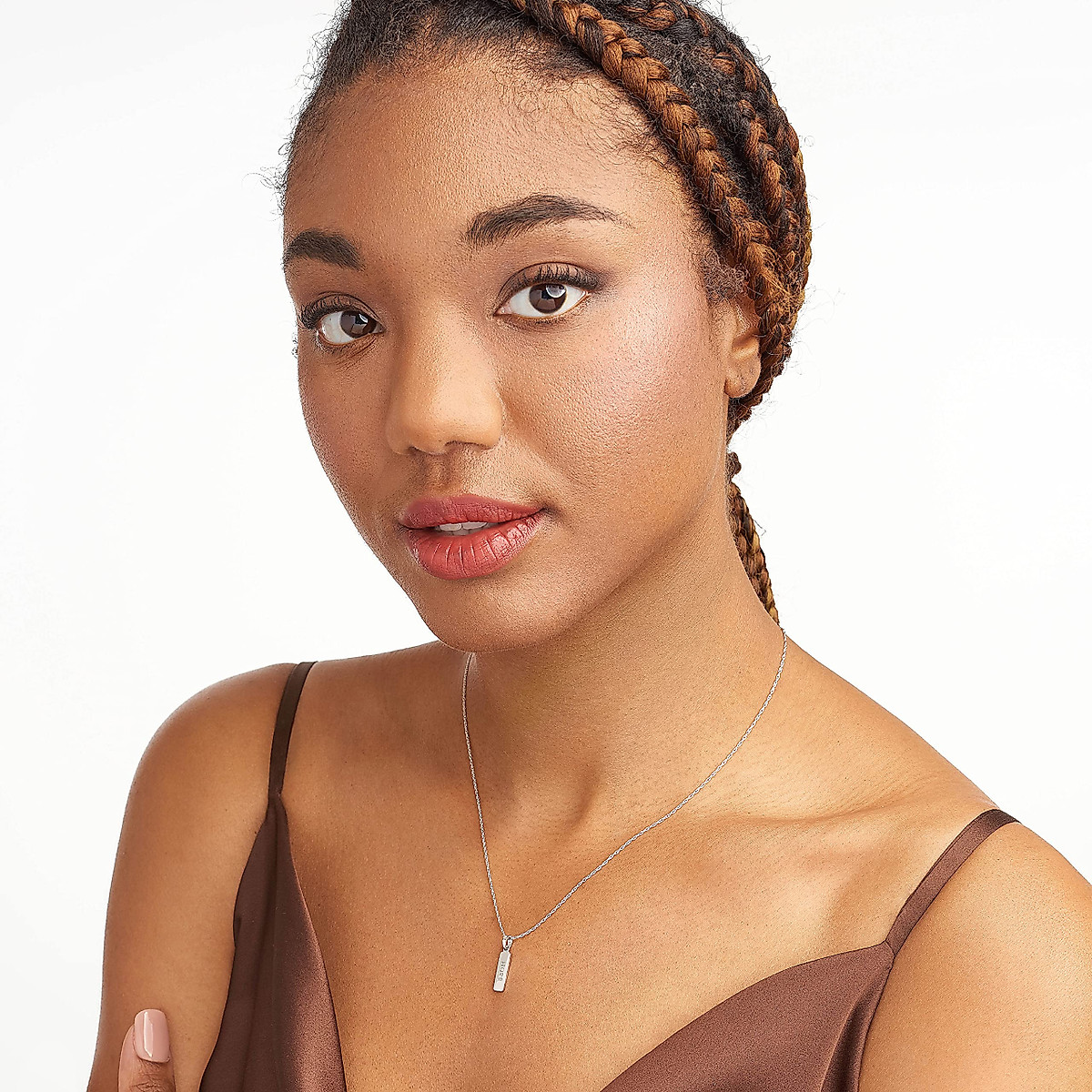 MORGAN & PAIGE Dainty .925 Sterling Silver Hope Vertical Bar Engraved Sentiment Pendant Necklace for Women, 16" Cable Chain and 2" Extender, Jewelry Gift for Her