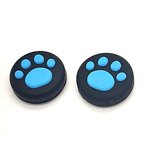 2 x Silicone Analog Controller Thumb Stick Joystick Grips Cap for Nintendo Switch NS/Switch Lite Controller Joy-Con ThumbStick Cute Cat Paw Claw (Blue)