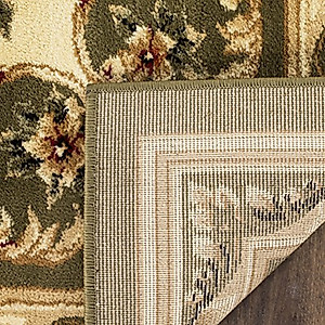 SAFAVIEH Lyndhurst Collection 4' x 6' Sage / Ivory LNH328B Traditional European Medallion Non-Shedding Living Room Bedroom Accent Rug