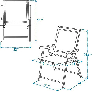 VICLLAX Folding Patio Chairs Set of 4, Portable Patio Dining Chairs Sling Back Chairs for Garden