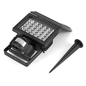 Penfly 30LEDs Solar Power Outdoor Sensor Human Body Induction PIR Night Light Security Lamp for Home Garden Porch Wall Mount In-ground Spotlight White Color