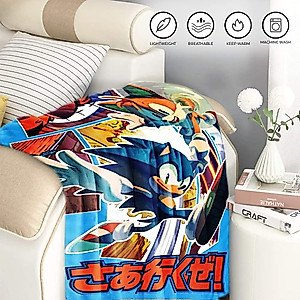JUST FUNKY Sonic The Hedgehog Merch | Sonic The Hedgehog Fleece Throw Blanket & Vanilla Air Freshener Gift Set | Sonic and Tails Throw Blanket | 45 x 60 Inches | Officially Licensed Product