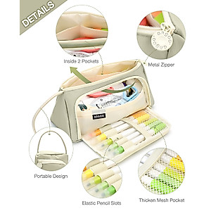 Large Capacity Pencil Case Pen Bag, Pencil Bag Stationery Storage Pencil Pouch, Handheld Makeup Pouch Holder Pencil Organizer College School Office Supplies for Student Christams Gift (Light Green)