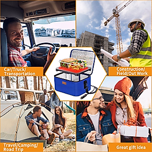 Aotto Portable Oven Electric Lunch Box Food Heater - 12V/24V 2-in-1 Car Food Warmer, Heated Lunch Box for Adults, Cook, Reheat, and Keep Meals Warm for Car, Truck, Travel - Blue