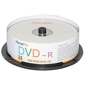 XtremPro DVD-R 16X 4.7GB 120Min DVD 25 Pack Blank Discs in Spindle - 11031