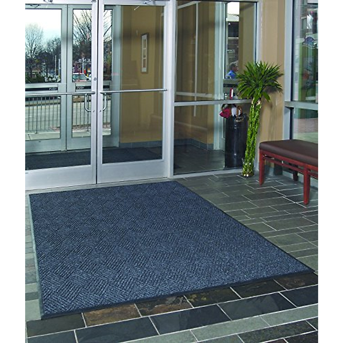 WaterHog Max Diamond | Commercial-Grade Entrance Mat with Diamond Pattern & Rubber Border | Indoor/Outdoor, Quick-Drying, Stain Resistant Door Mat (Black Smoke, 2' x 3')
