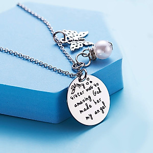 LParkin Sister Memorial Necklace My Sister Was So Amazing God Made Her My Angel Sympathy Gift (Necklace)