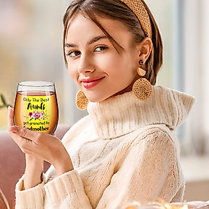 Thank You for Being My Godmother Wine Glass, Personalized Mother's Day Birthday Christmas Gift for Godmother Mother, 17 Oz Godmother Announcement Wine Glass for Godmother from Godchild (Only The Best)