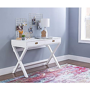 Linon Desk, White, 44"W x 20"D x 30"H