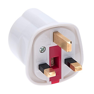 EU to UK Adapter Schuko Euro Socket 2 Pin to 13 Amp 3 Pin Plug Type C to Type G | International Universal European Europe Travel Adaptor Adopter | for Mobile Phone Tablet Laptop | 1 x White