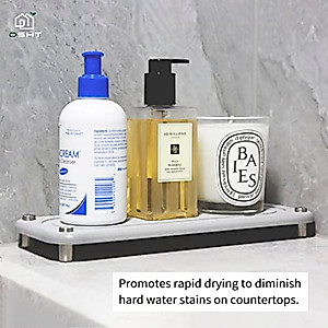 DSHT Bathroom Sink Fast Drying Stone, Instant Dry Sink Organizer, Bathroom Sink Caddy, Simple Human Sink Caddy, Kitchen Sink Tray, Stone Dish Drying Mat, Drying Stone Dish, Sink Tray for Kitchen