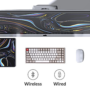 Keychron K2 75% Layout Bluetooth Wireless Mechanical Gaming Keyboard for Mac, Multitasking Type-C Wired 84 Keys Computer Keyboard for Windows with Keychron Mechanical Red Switch Aluminum Frame