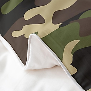 jejeloiu Camouflage Duvet Cover 100% Cotton Camo Bedding Set Set Military Style Rugs for Living Room Camouflage Print Green Brown Comforter Cover Set Bedspread Cover Queen Size