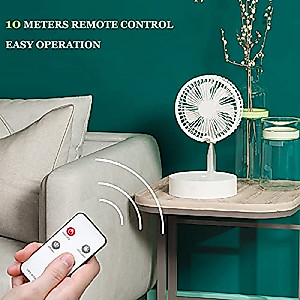 PRACMANU Telescopic Folding Fan 4 Speeds Humidifier/Night Light/Remote Control Portable Mini Fan USB Rechargeable Floor Table Top for Home Office Desk Outdoor Camping Picnic