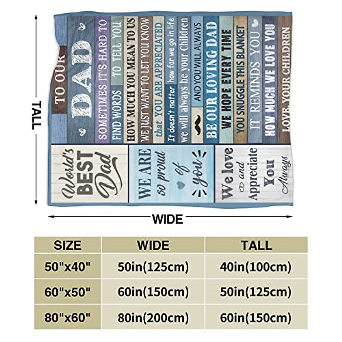 JOPJOLIW Dad Gift Blanket-Blanket for Dad-Dad Gifts from Daughter Son Blanket 60" x 50" -Dad Birthday 1