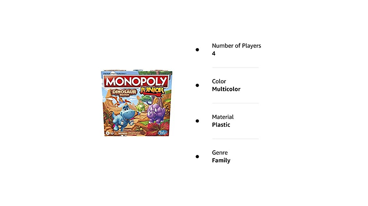 Monopoly Junior Dinosaur Edition Board Game for Kids