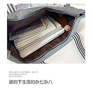 Cat Canvas Tote Bag for Women and Girls Ecofriendly Shoulder Bag,Zipper Shopping bags with Interior Pocket,school Bags