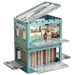 ocharzy Stackable Storage Bins,Closet Organizers and Storage,Collapsible Storage Bins with Lids and Doors,Plastic Storage Bins with Wheels,Folding Storage Boxes for Home Dorm Room