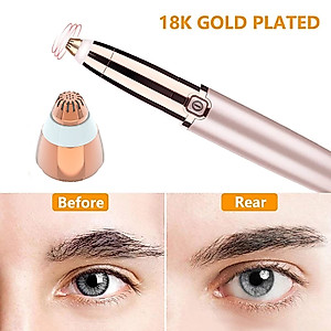For Finishing Touch Flawless Brows Eyebrow Pencil Hair Remover Replacement Head,As Seen On TV,Upgraded 18K Gold With Cleaning Brush (18K-Gold-2pcs)