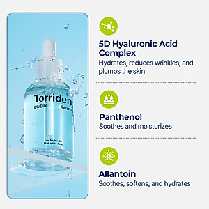 Torriden DIVE IN Hyaluronic Acid Serum 50ml (1.69 fl.oz.) | Deep Hydration to Get Glow Skin | Hyaluronic Acid, Panthenol, Allantoin | Korean Facial Serum