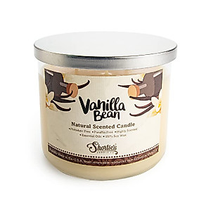 Vanilla Bean Highly Scented Natural 3 Wick Candle, Essential Fragrance Oils, 100% Soy, Phthalate & Paraben Free, Clean Burning, 14.5 Oz.