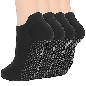 Zando Non Slip Barre Socks for Women Anti Slip Hospital Socks With Grips For Women Yoga Socks Gripper Socks Yoga Accessories Pilates Socks Compression Ankle Socks Running 4/Black One Size
