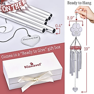 KLAXAVEL Pet Memorial Wind Chimes - 19" Rainbow Bridge Pet Memorial Gifts, Thoughtful Loss of Cat or Dog Gifts, Wind Chime with Poem and Red Collar, Durable Metal Outdoor Chimes Pet Sympathy Gift